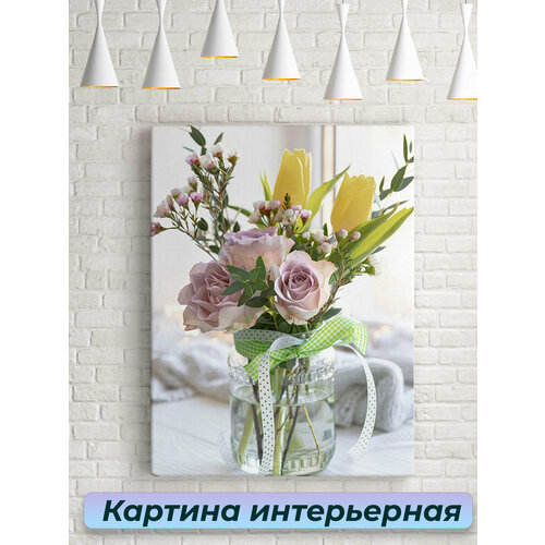 Картины для интерьера 40х60 Цветы букет ваза розы