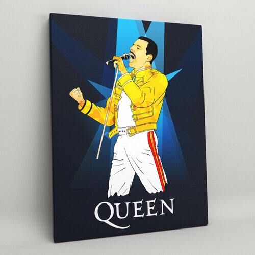 Картина на холсте (интерьерный постер) "Фредди Меркьюри - Queen", с деревянным подрамником, размер 30x40 см