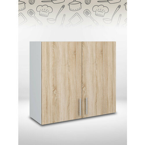 Кухонный модуль шкаф навесной верхний с 2 створками DomA Орса, белый/дуб сонома 72х31.7х80