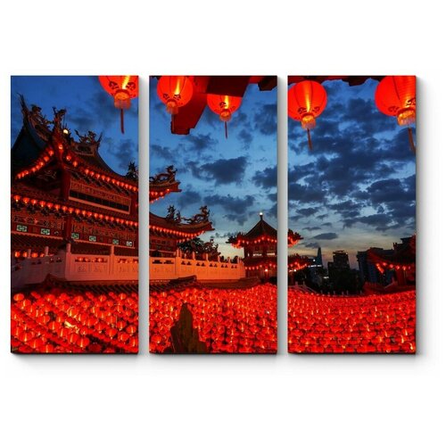 Модульная картина Храм Тянь Хоу в сумерках120x86