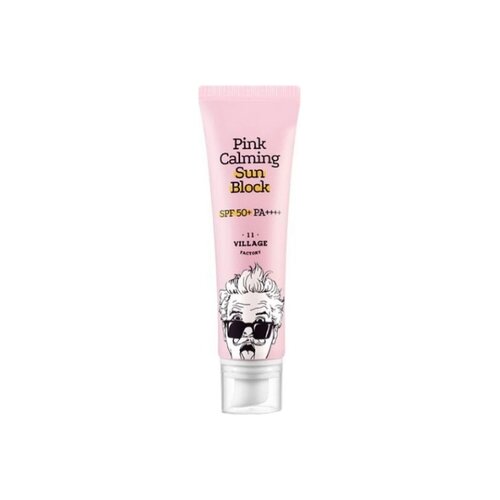 VILLAGE 11 FACTORY Успокаивающий солнцезащитный крем Pink Calming Sun Block SPF50+ PA++++ POUCH