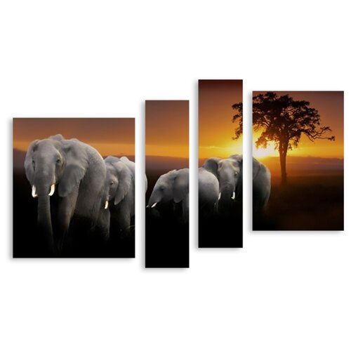 Модульная картина на холсте "Слоны" 90x56 см