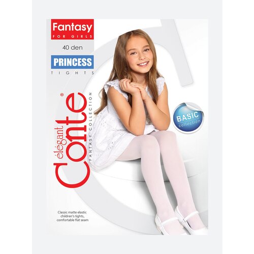 Колготки Conte-kids Princess, 40 den, размер 116-122, белый
