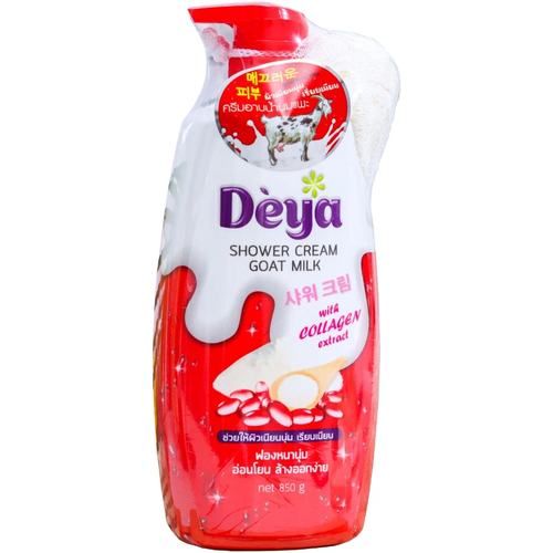 Deya Goat Milk Collagen Крем-гель для душа с козьим молоком и коллагеном 765 гр с мочалкой