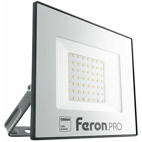 Прожектор светодиодный ДО-50w 6400К 5000Лм IP65 черный Feron. PRO