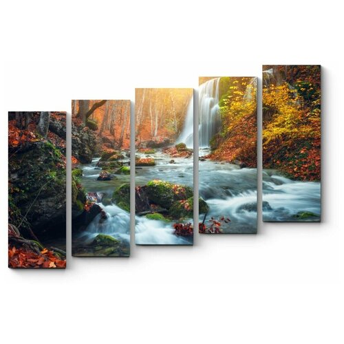 Модульная картина Прекрасный осенний водопад 160x112