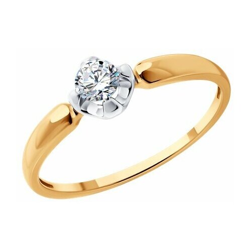 Кольцо помолвочное Diamant online, золото, 585 проба, бриллиант, размер 17, прозрачный