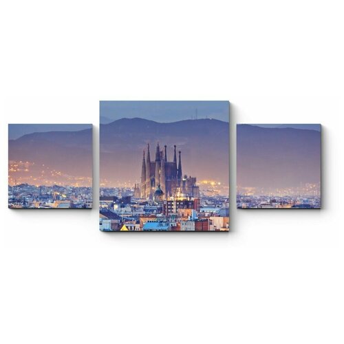 Модульная картина Величественная Барселона в сумерках130x56