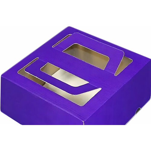 Упаковка для торта на 1 кг. 21х21х11 с окошком Фиолетовая 120