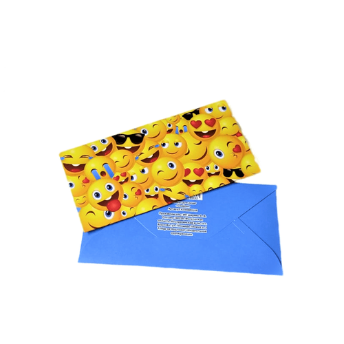 Конверт для денег Смайлы, упаковка 10 штук, открытка для денег в подарок на день рождения, юбилей