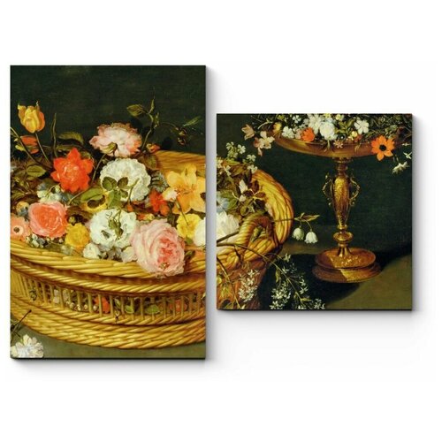 Модульная картина Корзинка с розами120x90