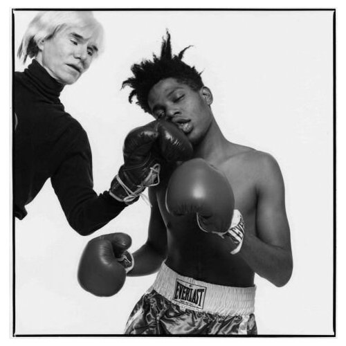 Плакат, постер на холсте Jean-Michel Basquiat/Жан Мишель Баския и Энди Уорхол. Размер 60 х 84 см