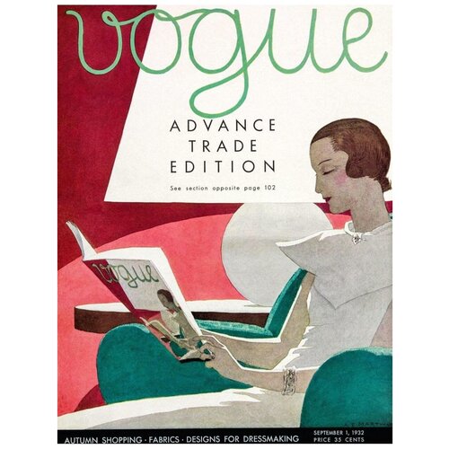 Постер / Плакат / Картина Vogue - Девушка в кресле 90х120 см в подарочном тубусе