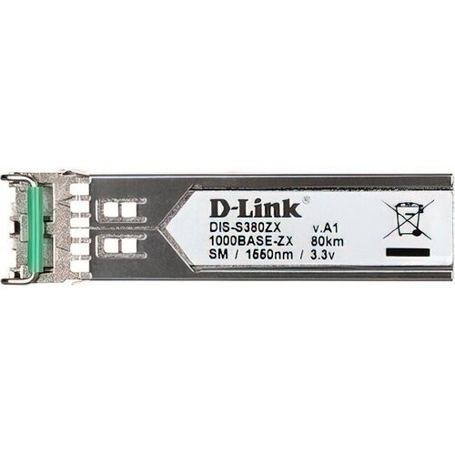 Промышленный SFP-трансивер D-Link S380ZX/A1A с 1 портом 1000Base-ZX для одномодового оптического кабеля (до 80 км)