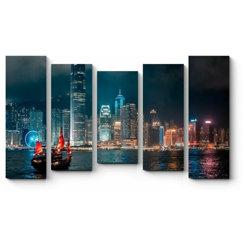 Модульная картина Ночные огни Гонконга120x72