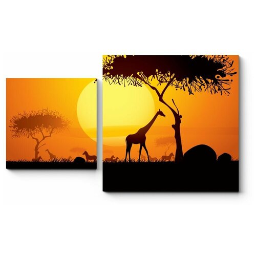 Модульная картина Великолепный африканский закат 80x48