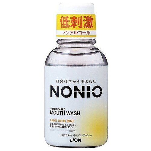 LION ополаскиватель Nonio с длительной защитой от неприятного запаха без спирта легкий аромат трав и мяты, 80 мл, мята