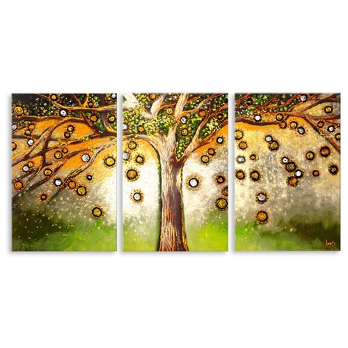 Модульная картина на холсте "Летнее дерево" 120x60 см