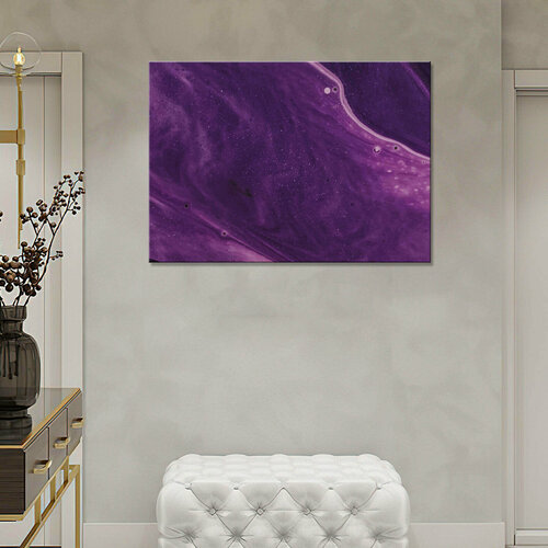 Картина на холсте для интерьера - "фиолетовая абстракция с пузырьками30х40"