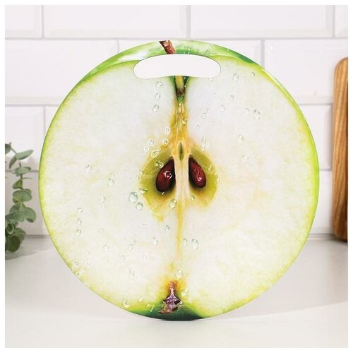 Доска разделочная круглая кухонная "Яблоко в разрезе", 26,5 см