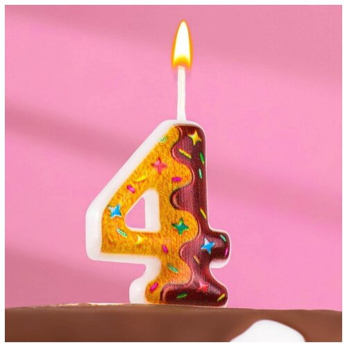 Свеча для торта "Печенье с шоколадной глазурью", цифра 4, 9,5 см
