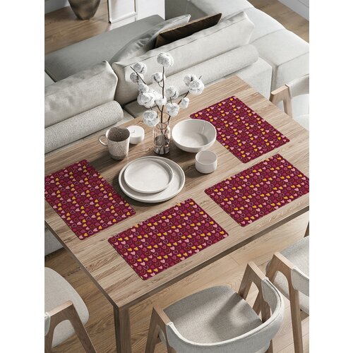Набор прямоугольных тканевых салфеток на стол для сервировки JoyArty "Изобилие любви" плейсмат, 30x46 см, 4шт.
