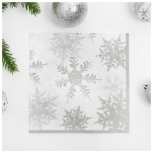 Страна Карнавалия Салфетки бумажные «Снежинки», набор 20 шт, цвет серебряный