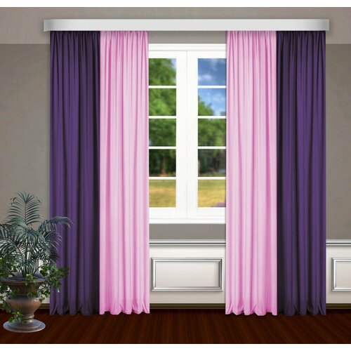 КаСЛ Классические шторы Bryson цвет: розовый, фиолетовый (145х270 см - 2 шт)