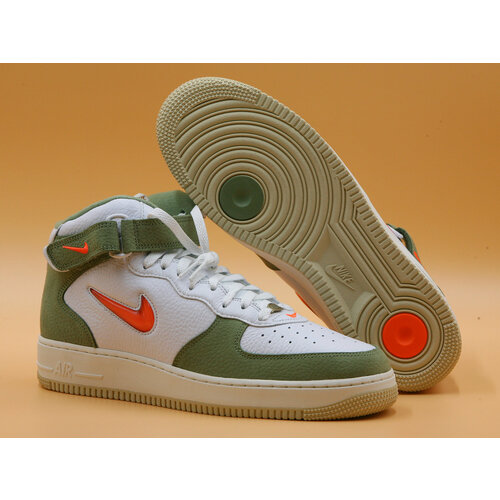 Кроссовки NIKE Air Force 1 Mid, полнота D, размер 9,5US, зеленый, белый