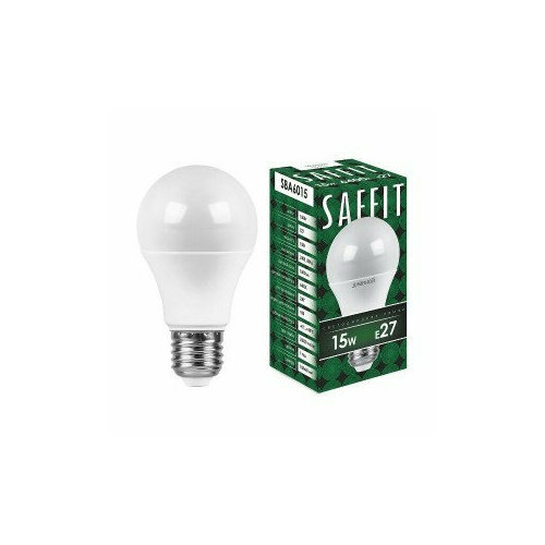 Светодиодная LED лампа Saffit ЛОН А60 E27 15W(1500Lm) 6400K 6K матовая 112x60 SBA6015 55012 (упаковка 14 штук)
