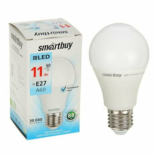 Лампа cветодиодная Smartbuy, E27, A60, 11 Вт, 4000 К, дневной белый свет (комплект из 13 шт)