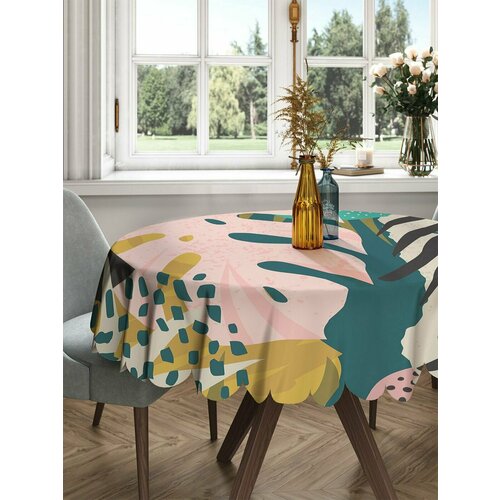 Скатерть круглая тканевая на стол JoyArty с рисунком "Тропики" 150 на 150 см.