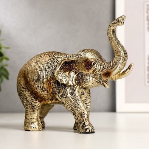 Сувенир полистоун "Золотой слон" 13x16,8x6,5 см