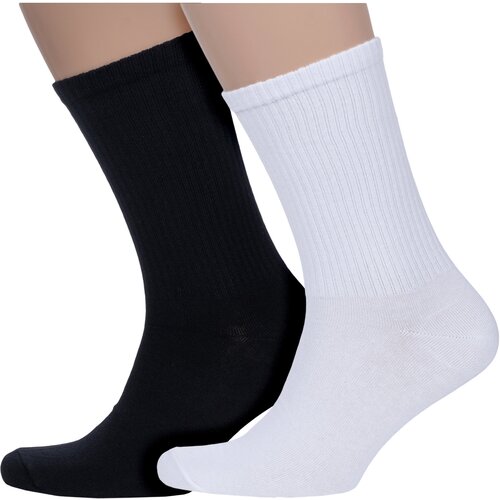 Носки PARA socks, 2 пары, размер 25-27, черный, белый
