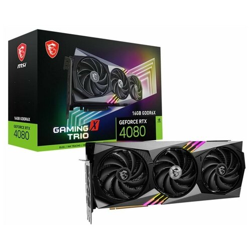 Видеокарта MSI GeForce RTX 4080 GAMING X TRIO, 16 ГБ (RTX 4080 16GB GAMING X TRIO)VGA PCIE16 RTX4080 16GB