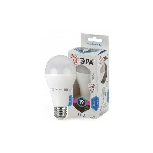 Светодиодная LED лампа ЭРА стандарт ЛОН A65 E27 19W(1520lm) 4000K 4K 140x65 A65-19W-840-E27 1696 (упаковка 10 штук)