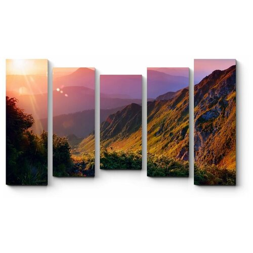 Модульная картина Летний пейзаж в горах на рассвете 120x72