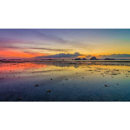 Картина на холсте 60x110 LinxOne "Beach thailand krabi ocean sunset" интерьерная для дома / на стену / на кухню / с подрамником