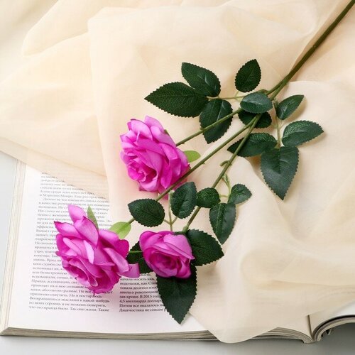 Цветы искусственные "Роза тройная" 6х61 см, фиолетовый