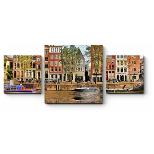 Модульная картина Зеркальная гладь канала, Амстердам 140x60