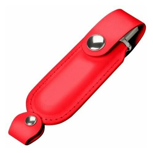 Подарочная флешка кожаная на кнопке красная, оригинальный сувенирный USB-накопитель 16GB