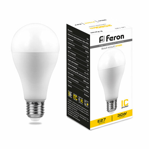 Лампа светодиодная Feron LB-130 Шар E27 30W 2700K 38194 (упаковка 5 шт)