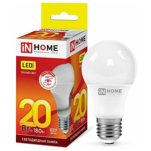 Лампа светодиодная LED-A60-VC 20Вт 230В E27 3000К 1800лм IN HOME 4690612020297 (2шт.)