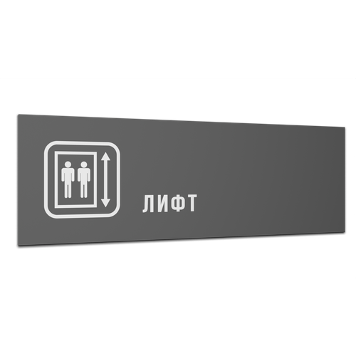 Табличка "Лифт", Матовая линейка, цвет Серый, 30 см х 10 см