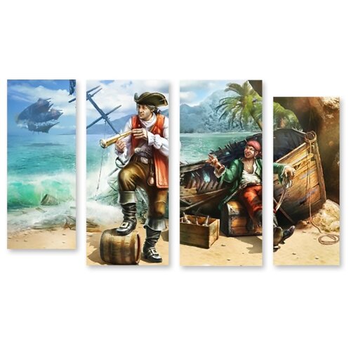 Модульная картина на холсте "Пираты Карибского моря" 120x74 см