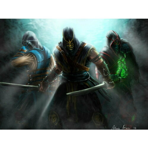 Плакат, постер на холсте Mortal Kombat/Мортал Комбат/игровые/игра/компьютерные герои персонажи. Размер 30 х 42 см