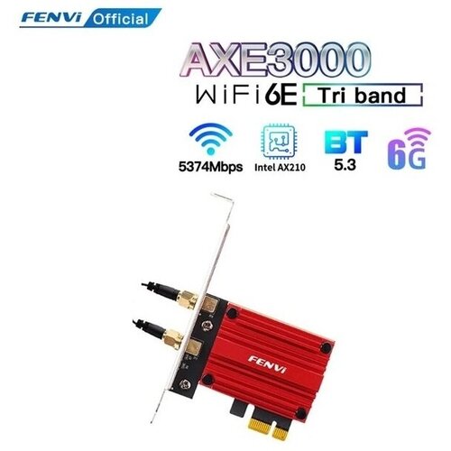 Двухдиапазонный беспроводной Wi-Fi-адаптер Fenvi PCE-AXE3000 Wi-Fi 6E AX210 Bluetooth 5.3 5374 Mb/s с 2 4 Г 5 ГГц 6 Г Wi-Fi 802 11 AX AC