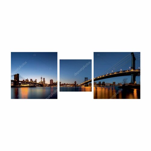 Модульная картина "Бруклинский мост" (Размер:194х70см (70х70,48х48,70х70))