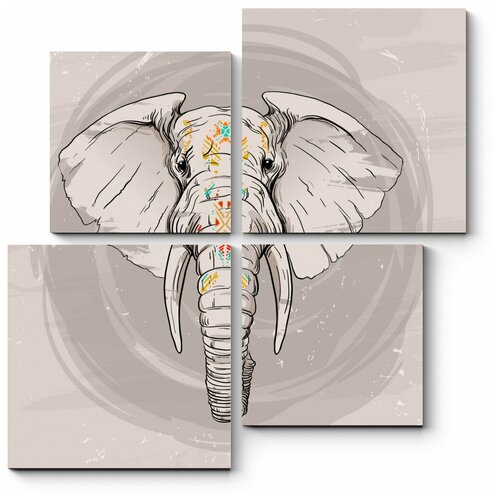 Модульная картина Стильный слон 90x90