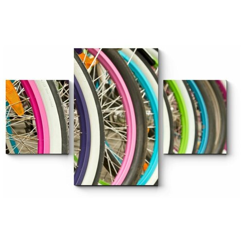 Модульная картина Яркие колеса велосипедов140x91